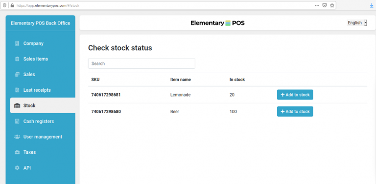 POS Stock management - Elementary POS
